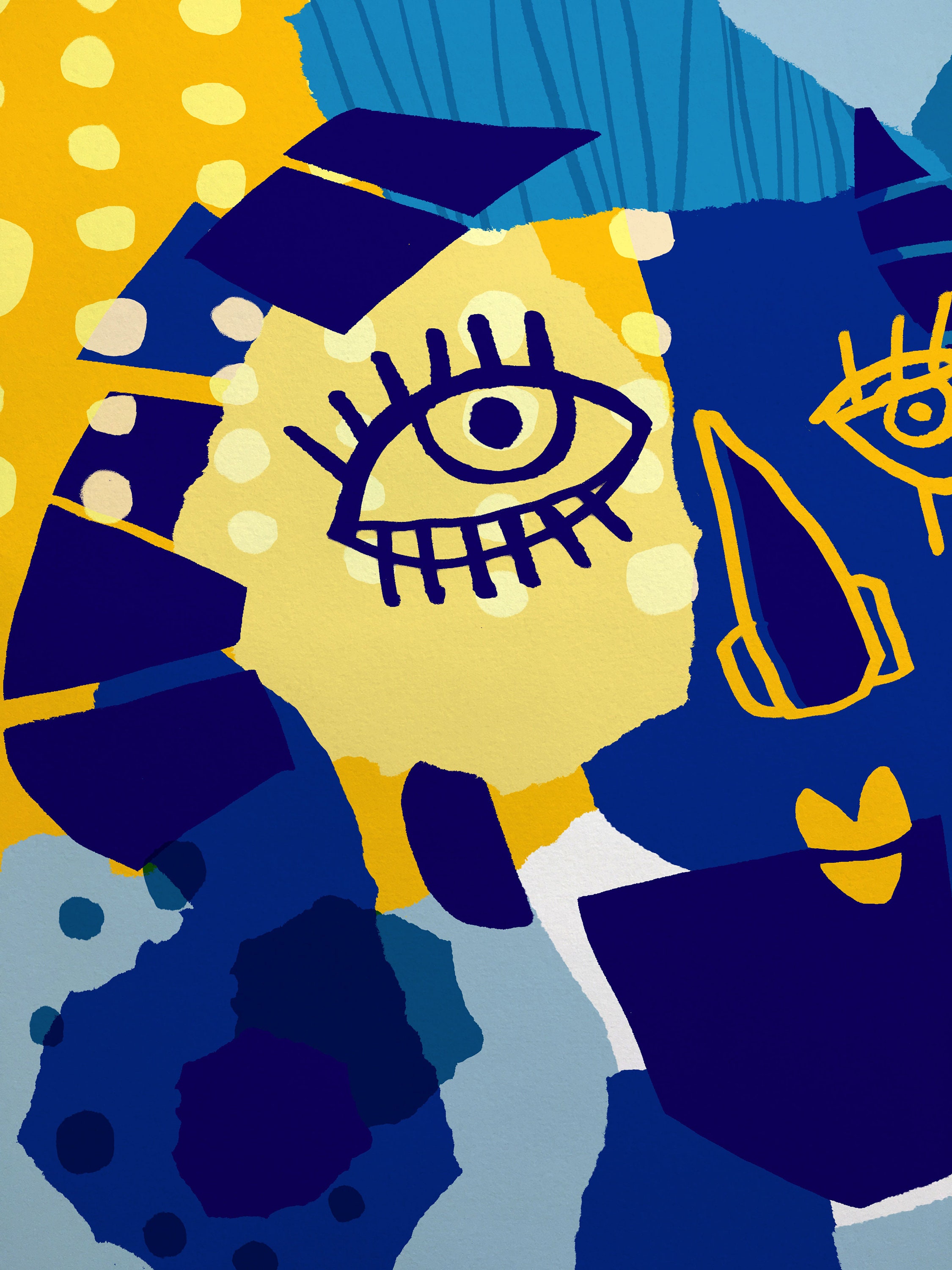 Blue Lady Art Print Fine Art Giclée Print Blauw Portret | Etsy