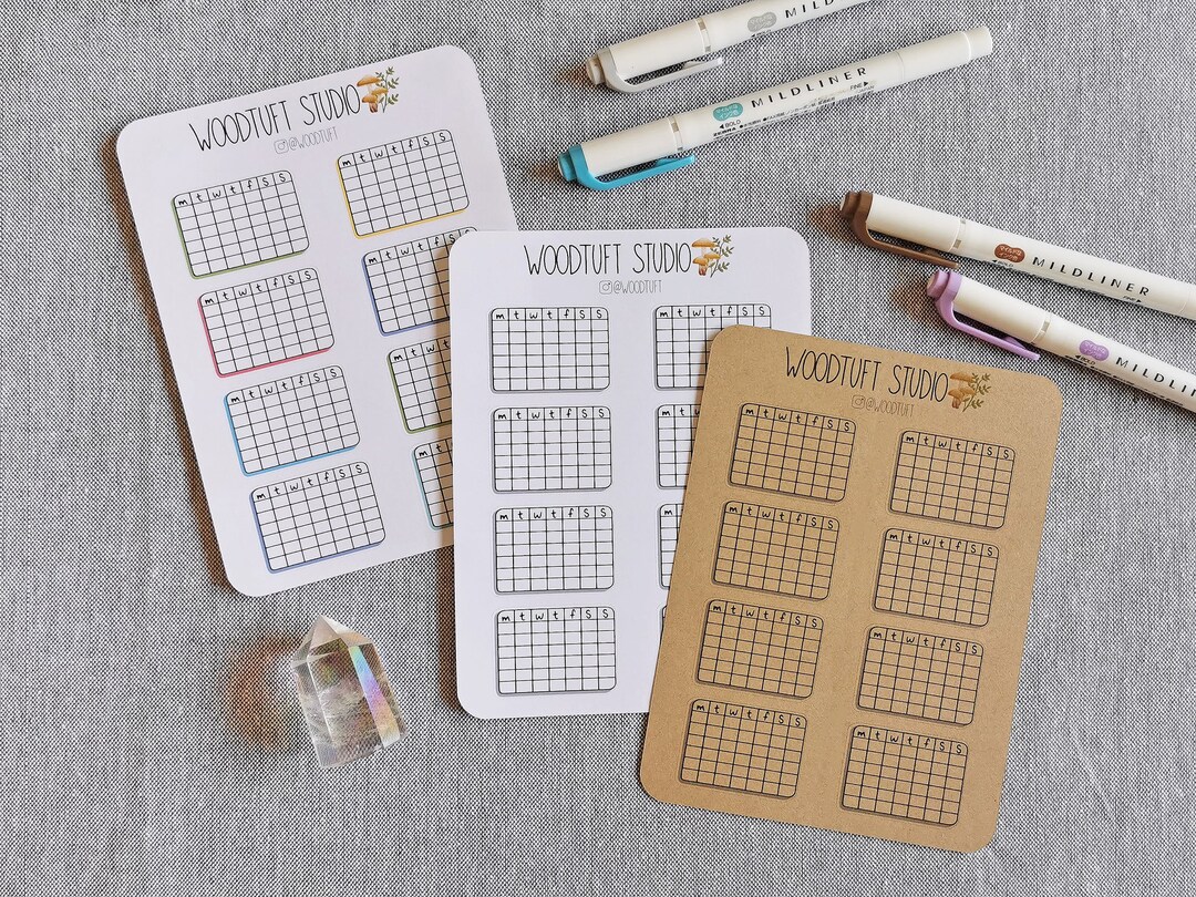 Habit Tracker - Monthly Sticker Sheet for Dot Grid Journal or Bullet ...