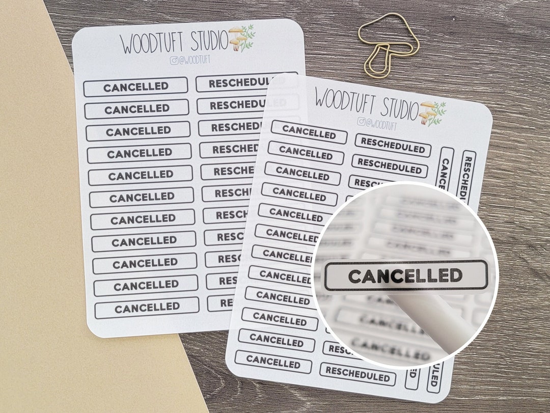Transparent Cancelled Rescheduled Stickers for Bullet Planner or Dot ...