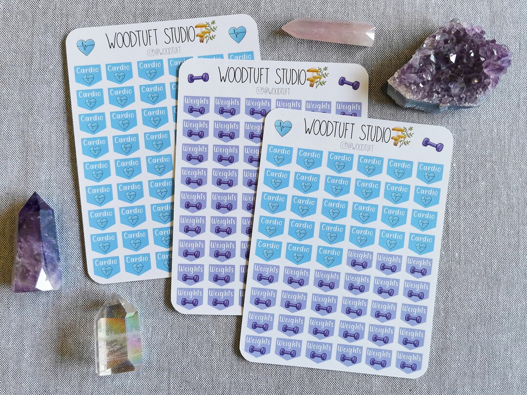 Fitness Tracker Stickers - Cardio and Weights - Etsy
