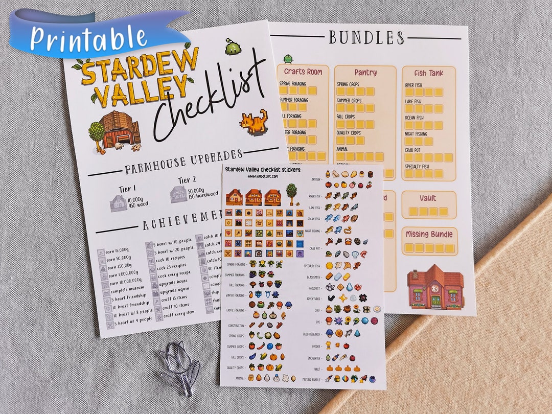 Stardew Valley Checklist Printable With Stickers - Etsy Canada