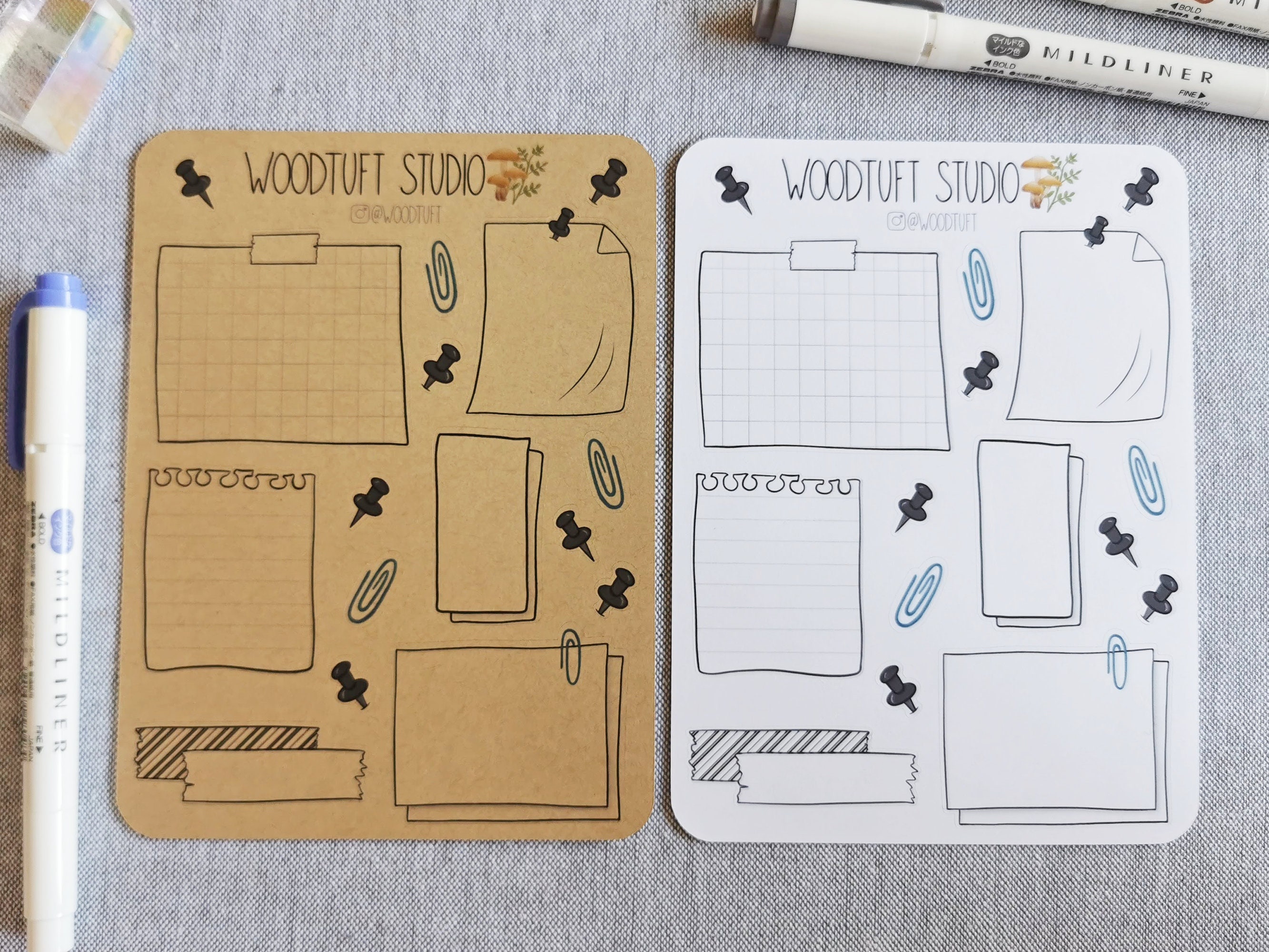 Memo Notepad Kraft Sticker Sheets for Bullet Journal or - Etsy