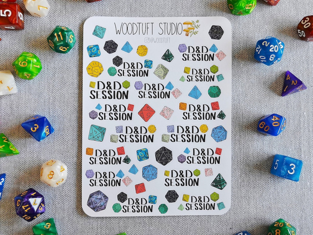 D&D Session Planner Sticker Sheet With Polyhedral Dice - Premium ...