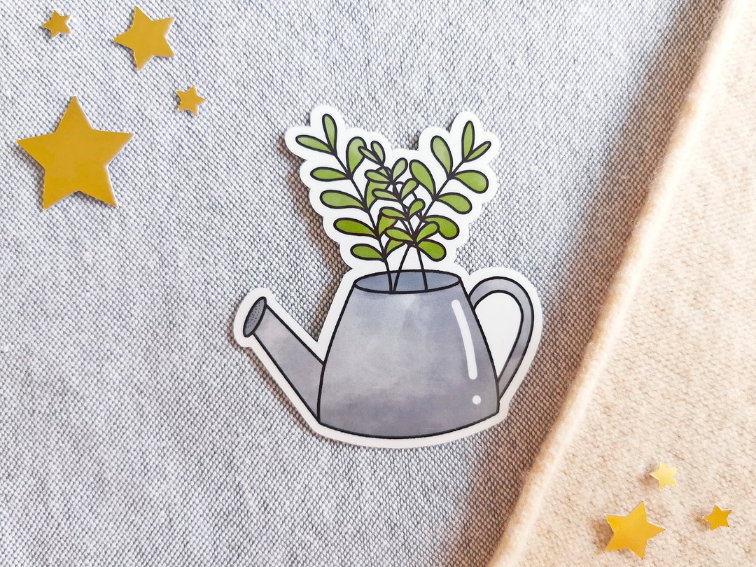 Watering Can Plant Vinyl Sticker - Weatherproof Waterproof Glossy ...