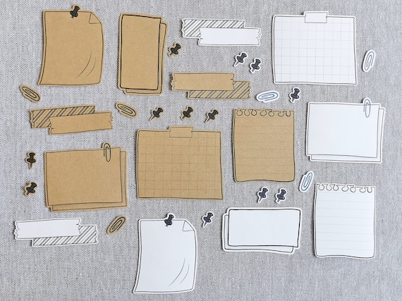 Memo Notepad Kraft Sticker Flakes for Bullet Journal or | Etsy