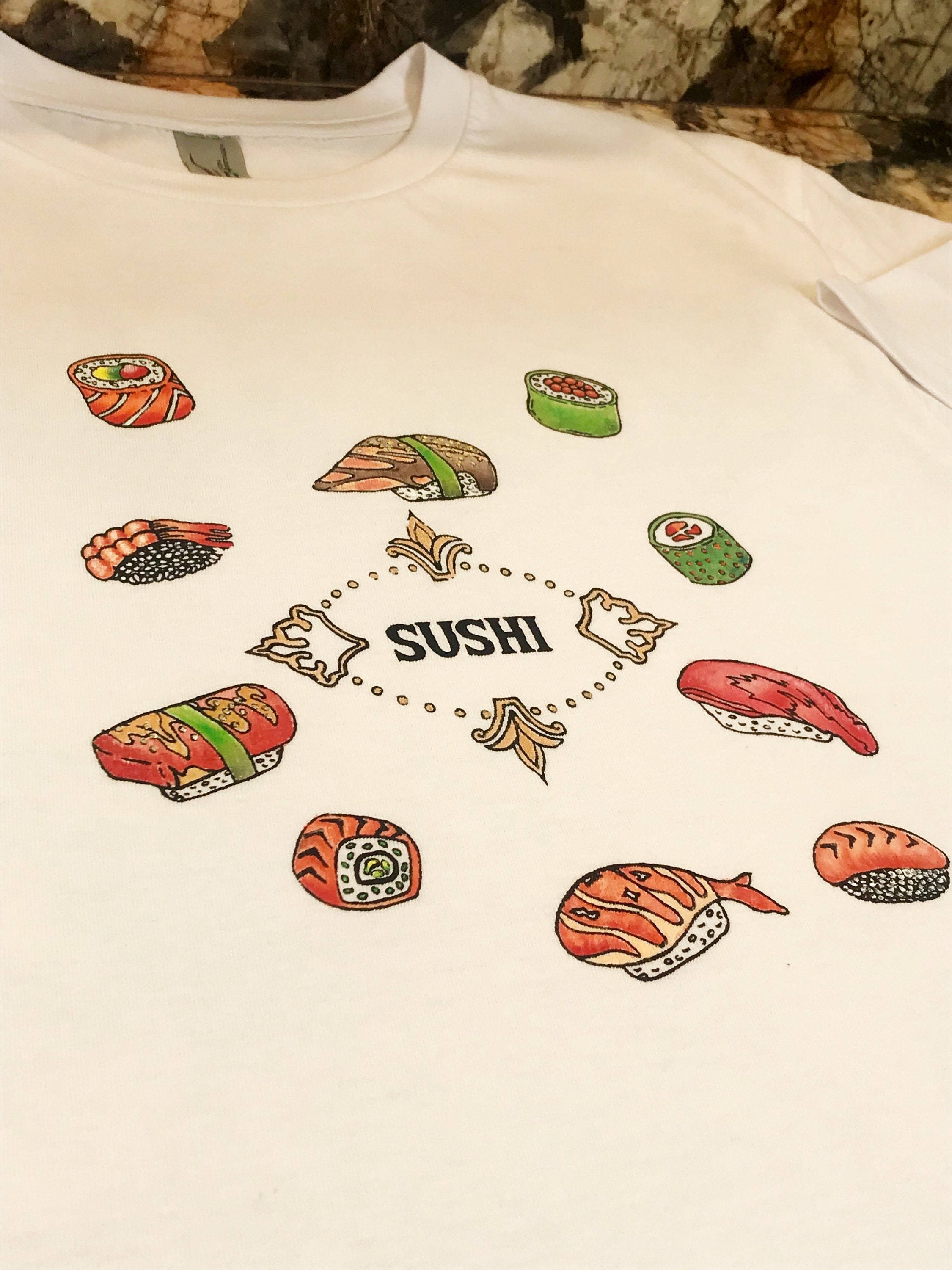 Unisex Sushi Tshirt.food Shirt.sushi Rice Shirt. Tuna Salmon Sushi ...