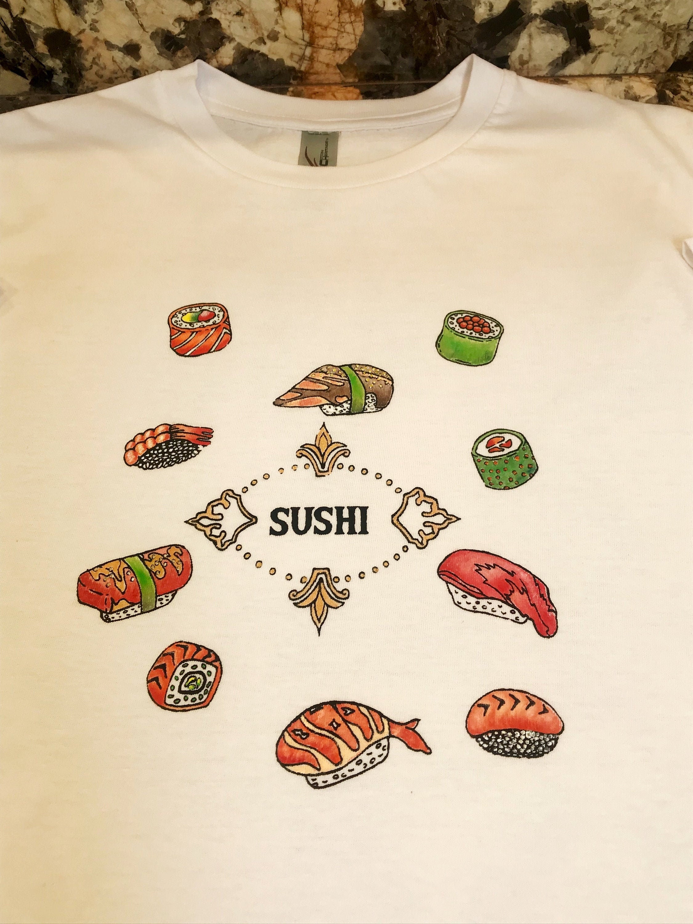 Unisex Sushi Tshirt.food Shirt.sushi Rice Shirt. Tuna Salmon Sushi ...