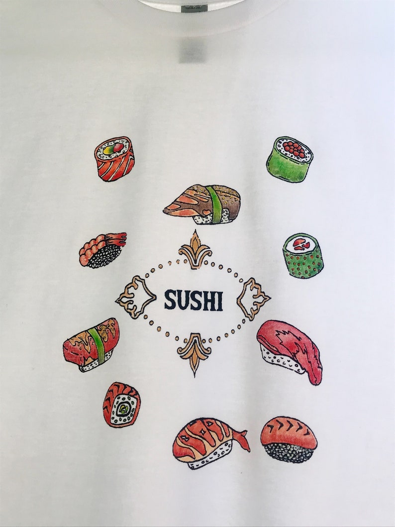 Unisex Sushi Tshirt.food Shirt.sushi Rice Shirt. Tuna Salmon Sushi ...