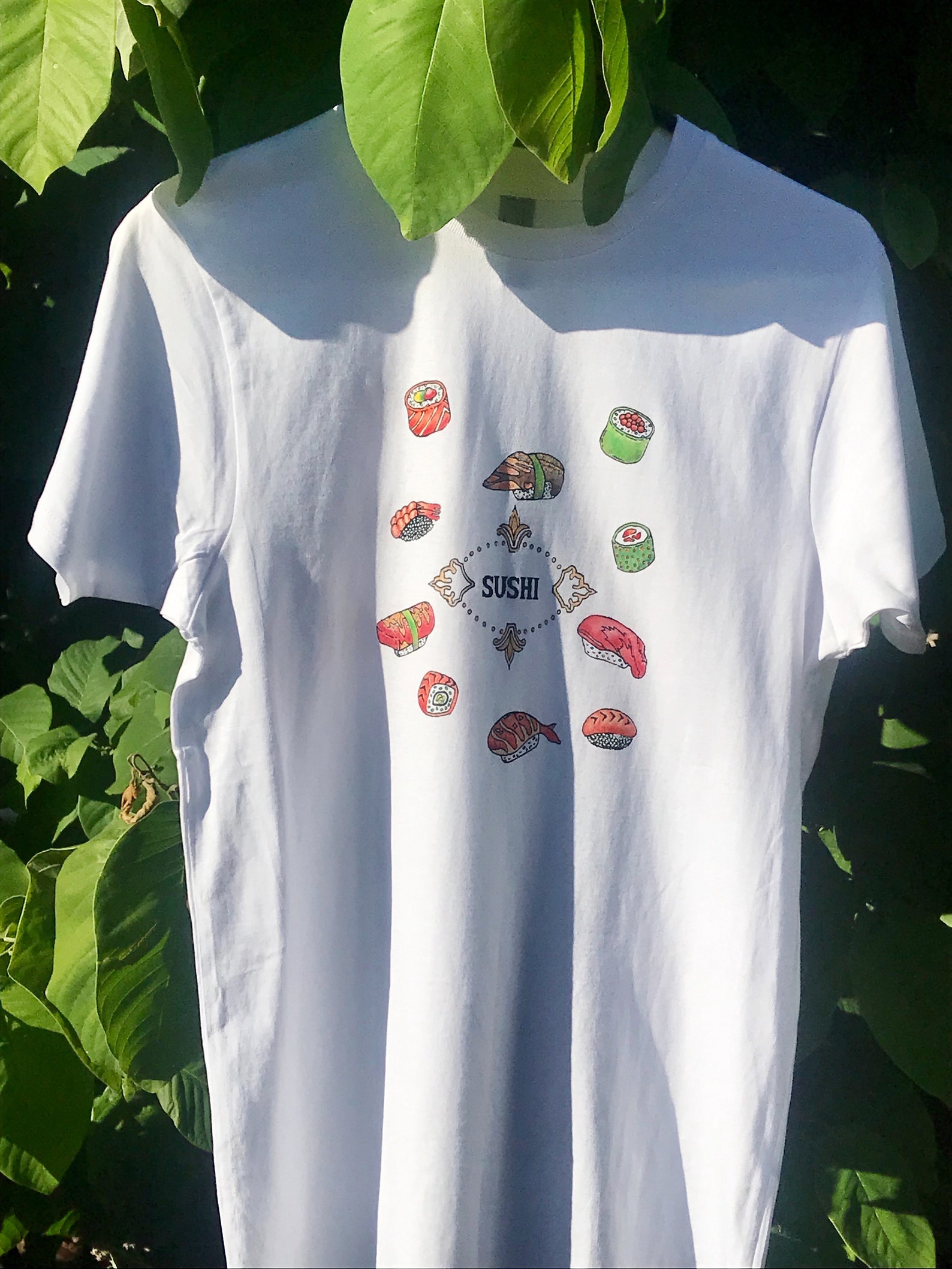 Unisex Sushi Tshirt.food Shirt.sushi Rice Shirt. Tuna Salmon Sushi ...