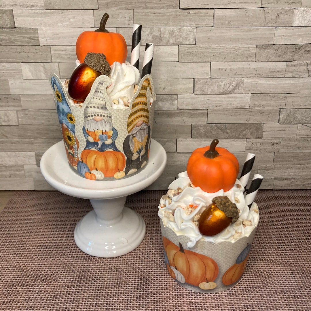 Fall Cupcake/faux Fall Cupcake/photo Prop/fall Decor/2 Tier Tray Fall ...
