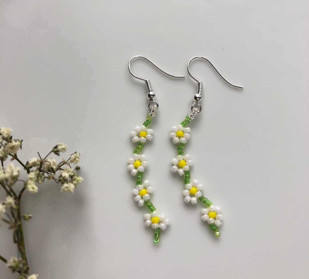 Daisy Chain Earrings,flower Dangle Earrings,red White Green Blue Floral Earrings,spring Earrings ...