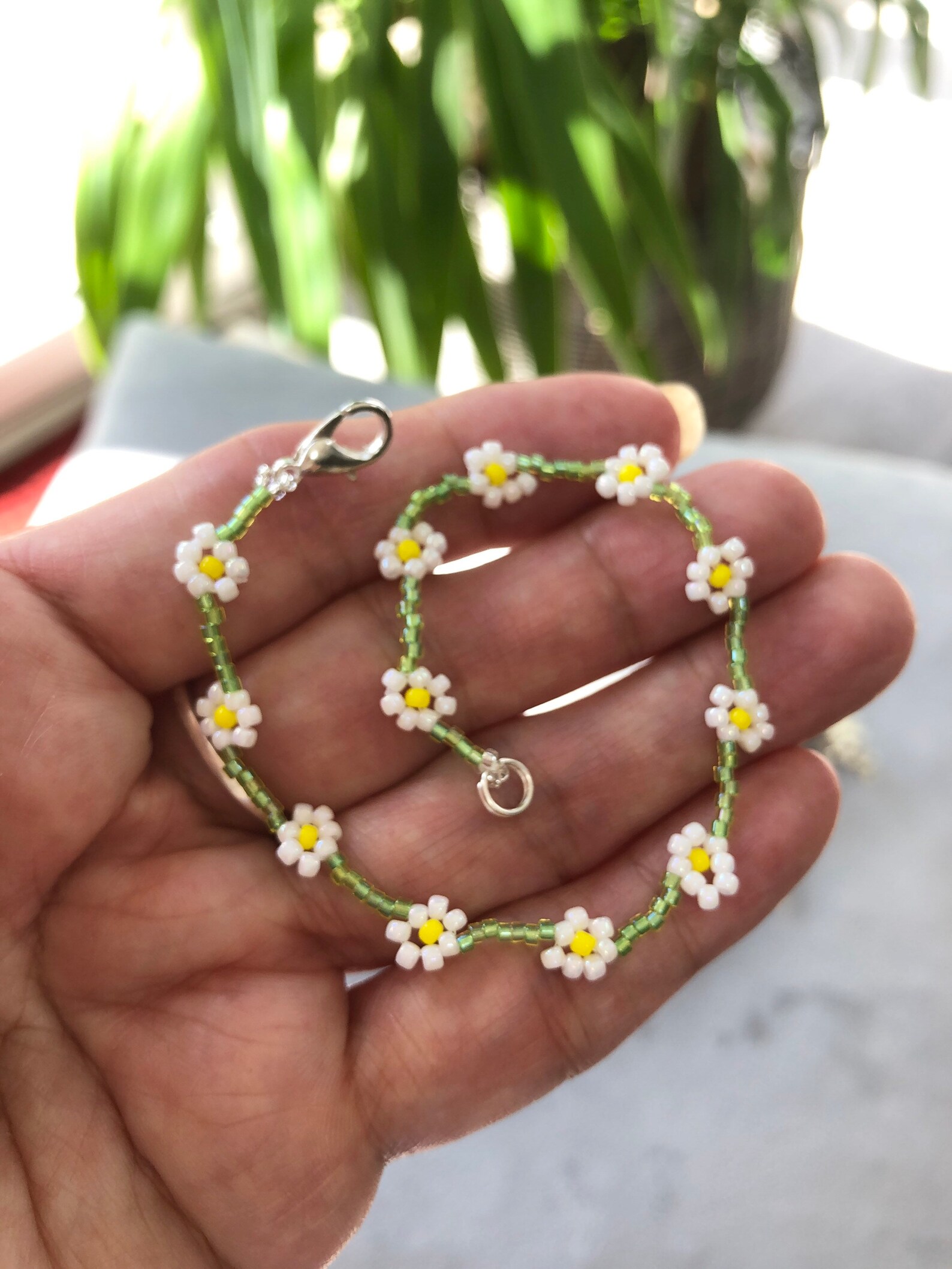 Daisy Bracelet, Seed Beaded Daisy Bracelet, Seed Beaded Daisy Chain ...