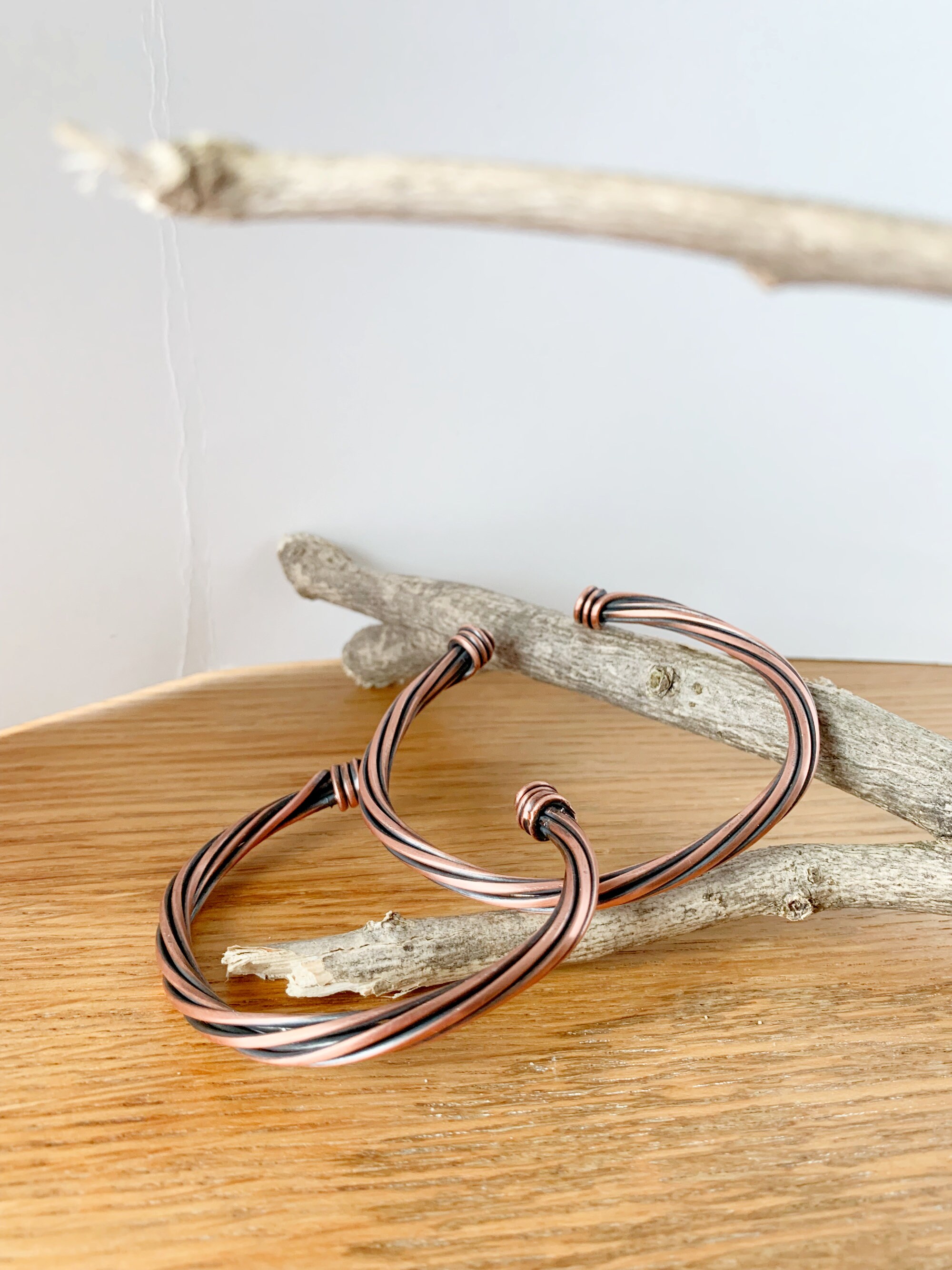 Twisted Copper Cuff, 6mm With 7 Stands Antiqued Pure Copper Cuff ...
