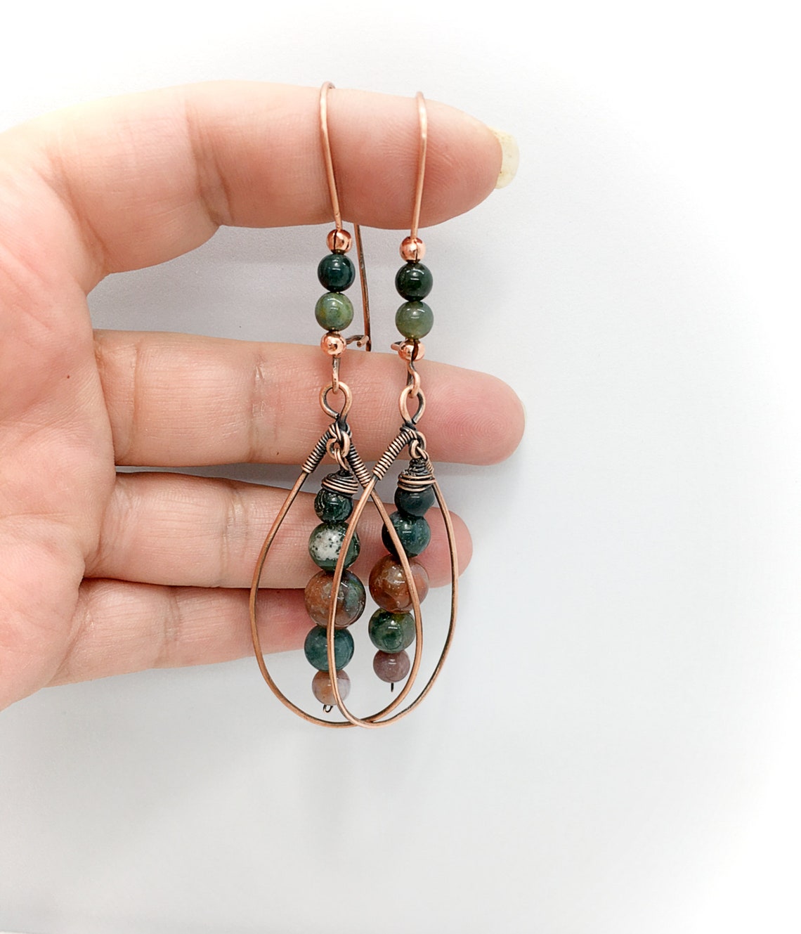 Mexican Hoop Earrings Multi-colored Agate Hoops Copper - Etsy