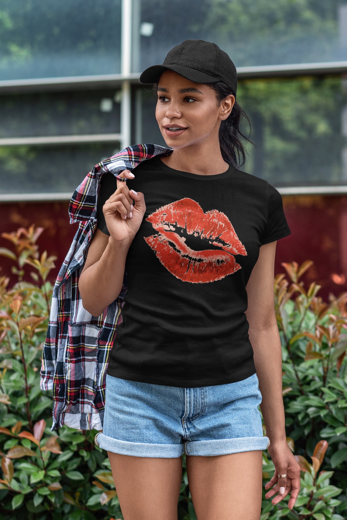 Lips Kiss Shirt Red Kissing Lipstick Shirt Red Lips Shirt | Etsy