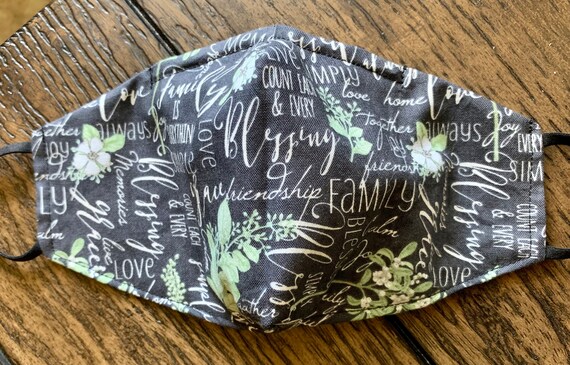 Inspirational Word Face Mask Adjustable Nose Wire and | Etsy