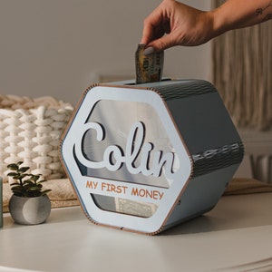 Personalized Kids Money Bank Wooden Cash Saving Box for Toddler Unique ...