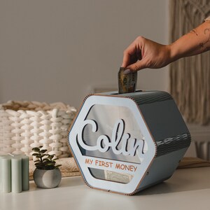 Wooden Piggy Bank With Name, Personalized Unique Coin Bank, Money ...