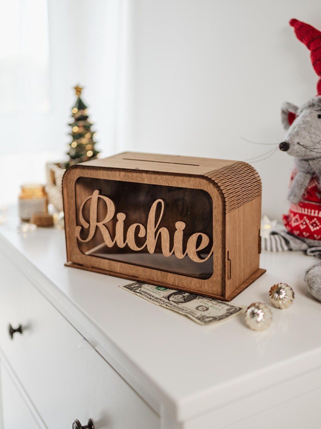 Kids Christmas Gifts Personalized Piggy Bank, Wooden Money Bank With ...