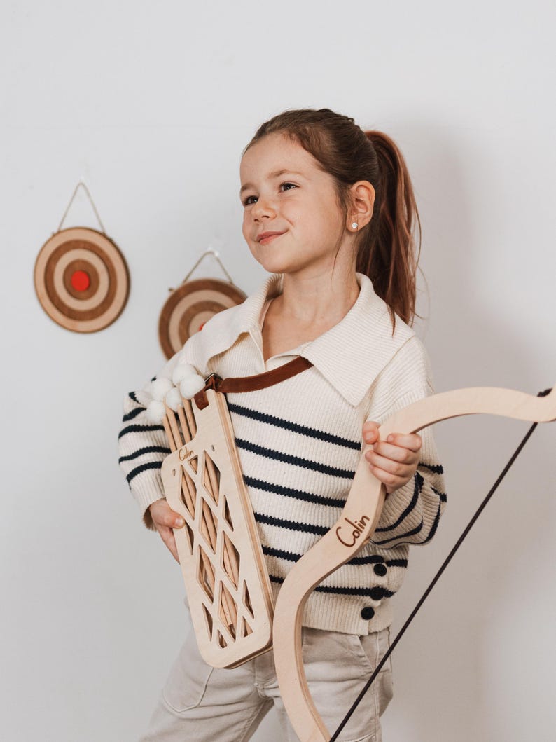 Personalized Archery Wooden Set Kids Toy, Bow and Arrow Toddler Gift - Etsy