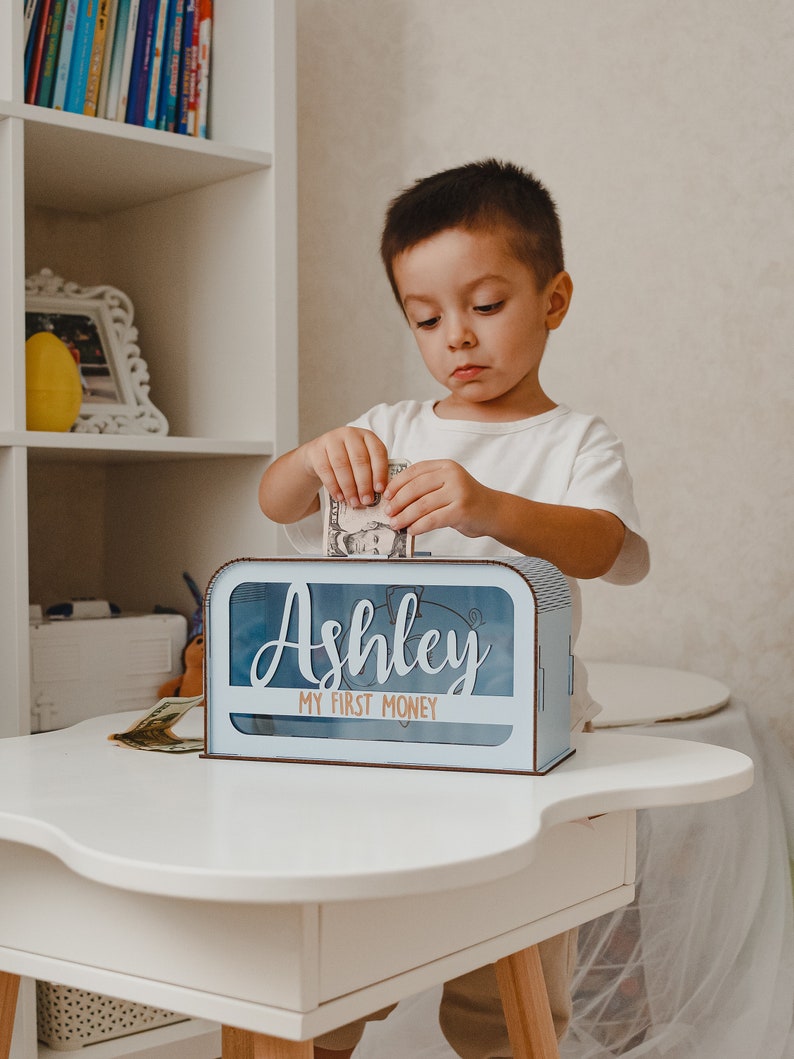 Pastel Piggy Bank With Name for Kids, Personalized Toddler Gift, Wooden ...