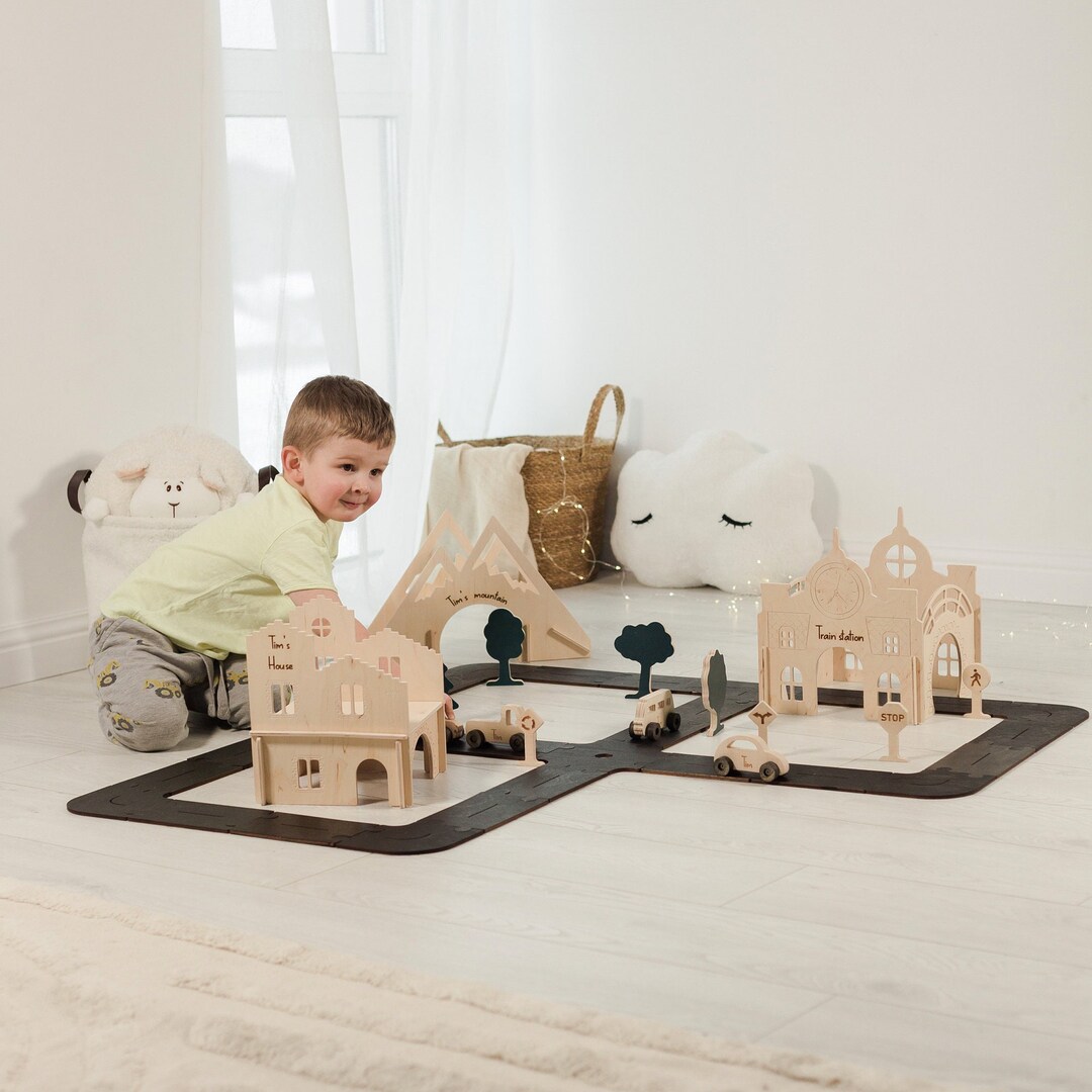 Custom Wooden Car Track for Toddlers Personalized Baby Gift Perfect ...