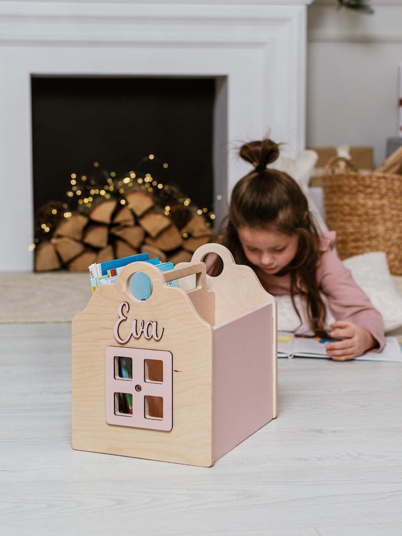 Cute Box Nursery Storage and Organization Book Holder for Playroom Girl ...