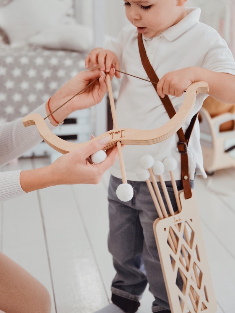 Personalized Archery Wooden Set Kids Toy, Bow and Arrow Toddler Gift ...