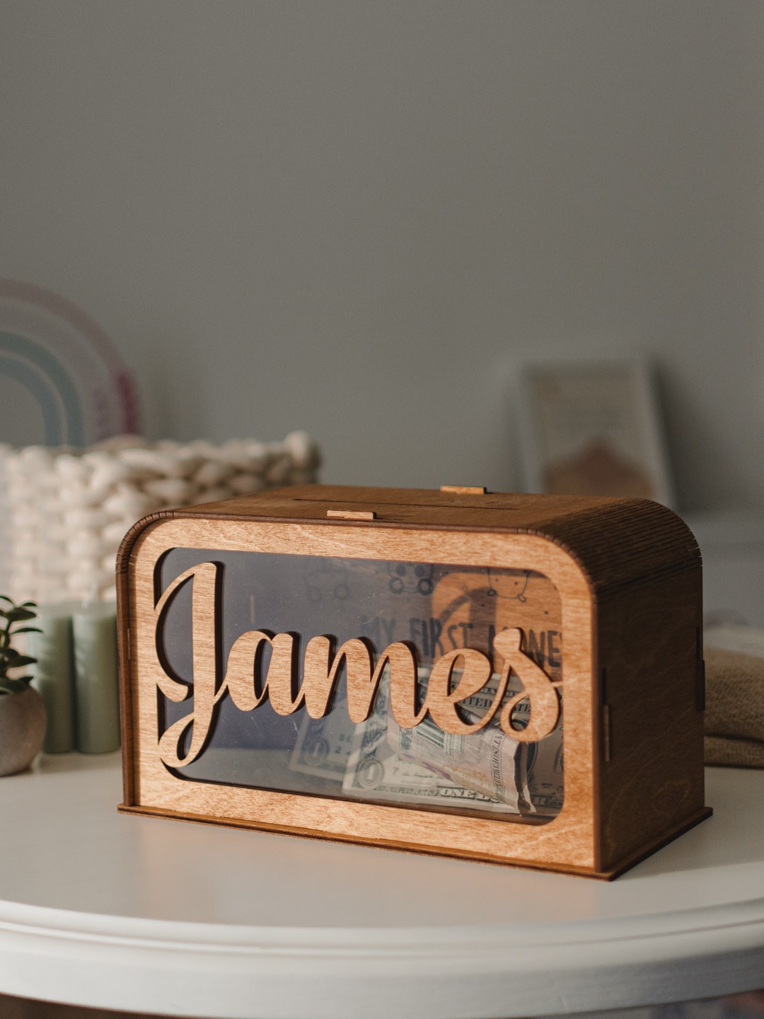 Wooden Piggy Bank Personalized Kids Money Box Best Baby Shower Gift ...