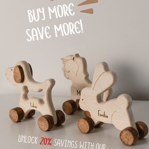 Custom Wooden Pull Along Toys With Name, Dog Shaped Kids Toy, Toddler ...