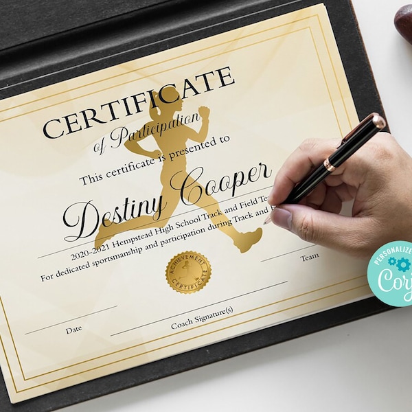 Cross Country Certificate Template - Etsy