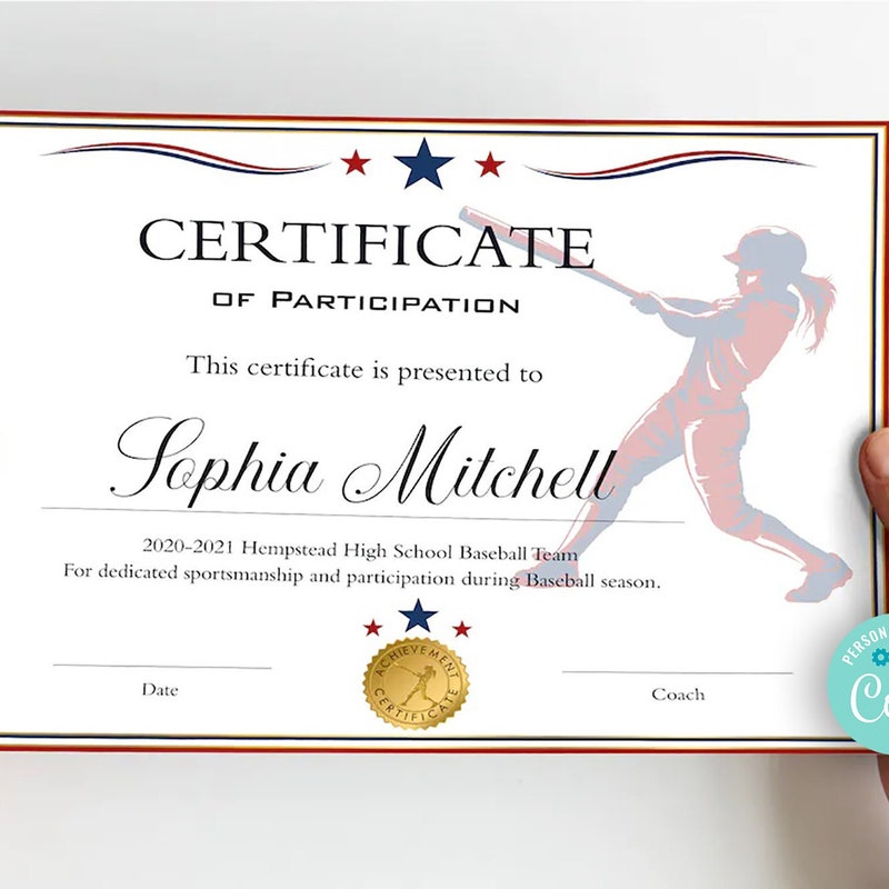 Softball Award Template - Etsy