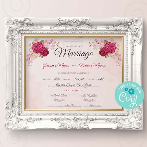 Decorative Marriage Certificate - Etsy