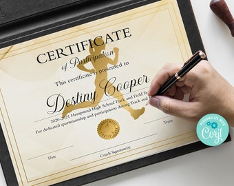 Cross Country Certificate Template - Etsy