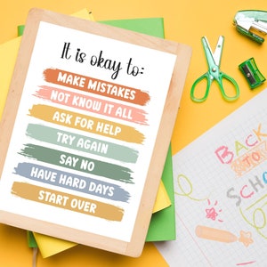 It's Okay to Poster, Classroom Quotes, Classroom Wall Art Digital ...