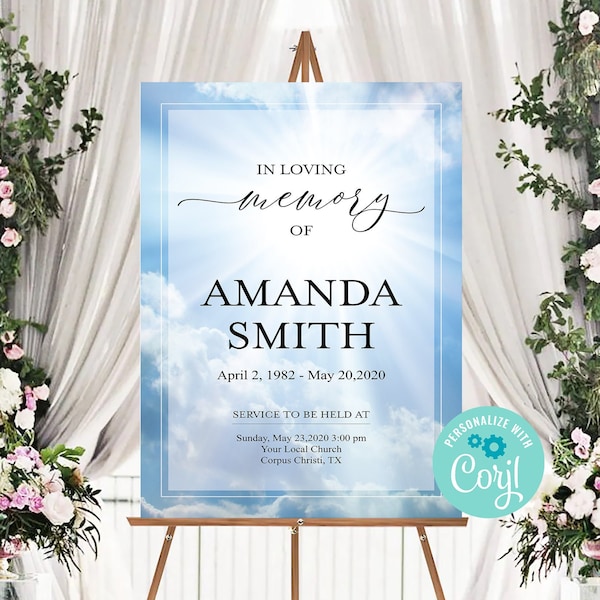 Funeral Memorial Sign Template - Etsy