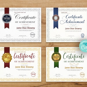EDITABLE Certificate of Achievement Template BUNDLE, Printable Award ...