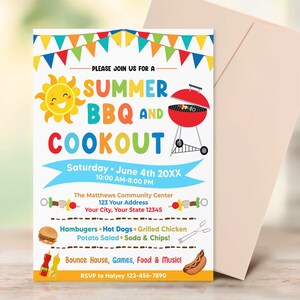 Editable Summer BBQ Invitation, Summer Party Invite, Summer Barbeque ...