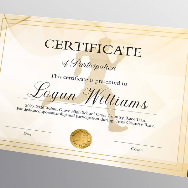 Cross Country Certificate - Etsy