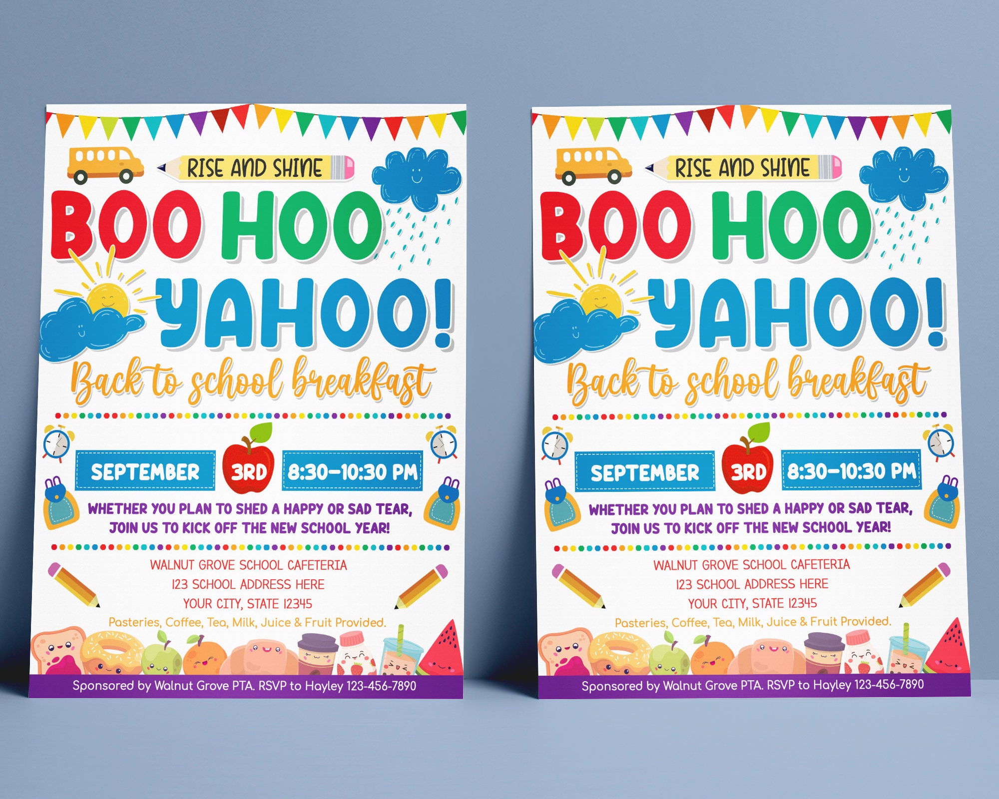 Editable Boo Hoo Breakfast Flyer Invitation, Back to School Breakfast ...