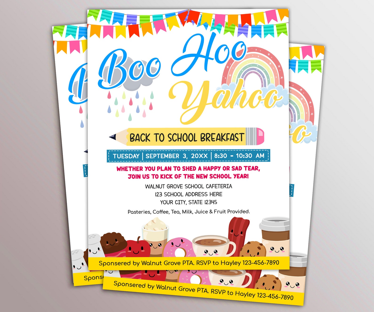 EDITABLE Boo Hoo Yahoo Back to School Breakfast Flyer, Back to School ...
