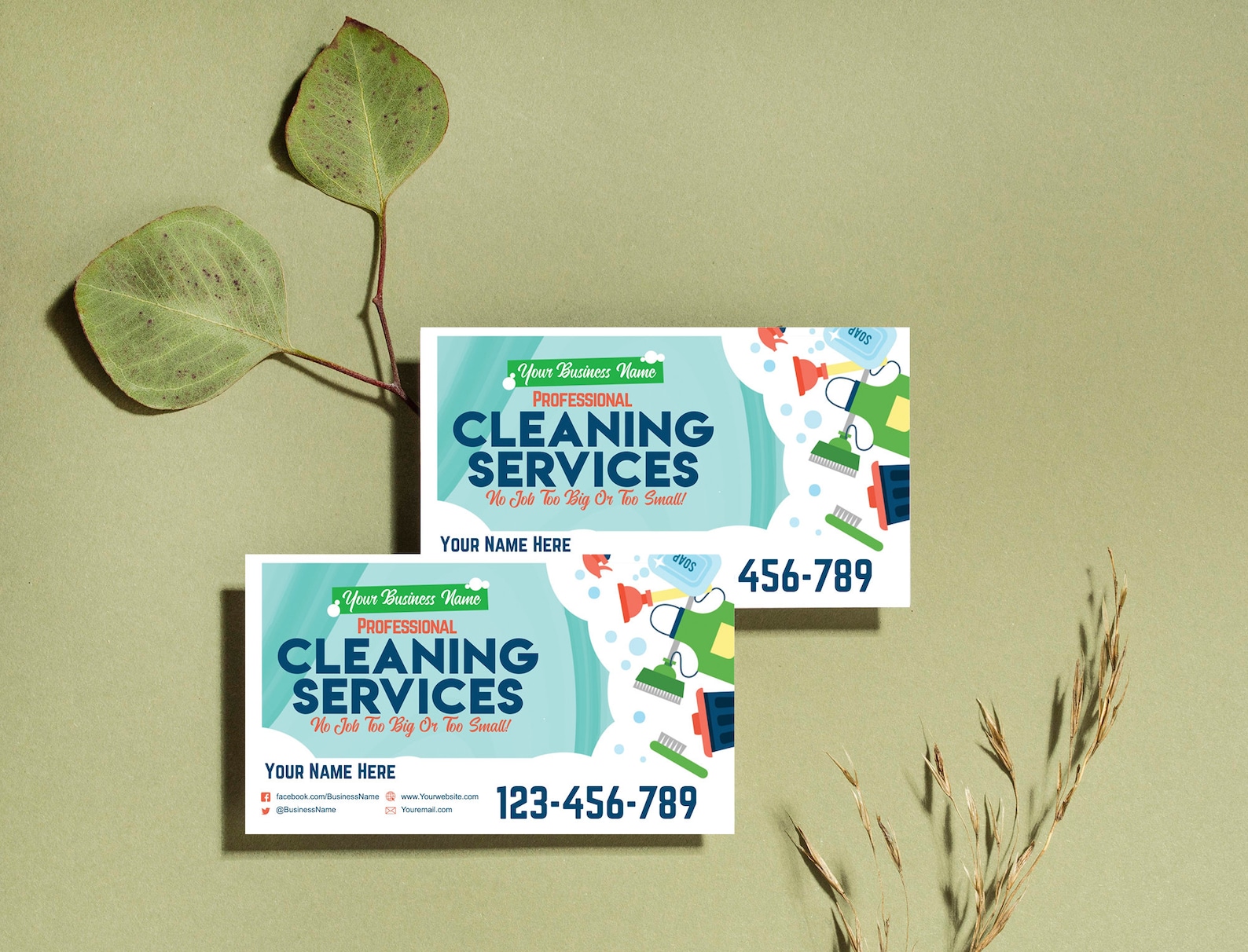 Cleaning Services Business Card Template downloadable - Etsy