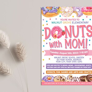 Editable Donuts With Mom Flyer, Church School, PTA PTA Flyer, Donuts ...