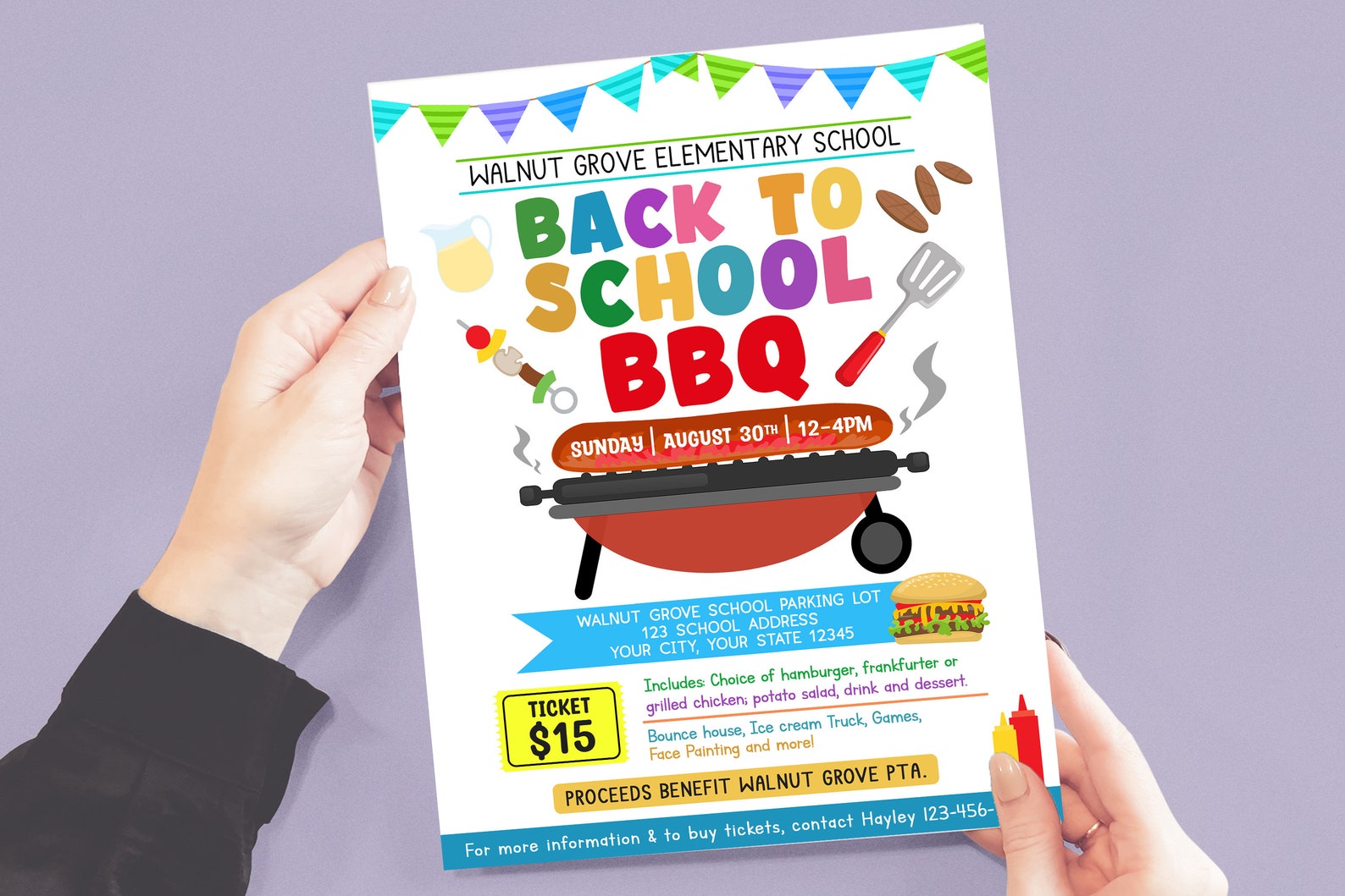 EDITABLE School Bbq Picnic Party Invite, Back to School Fundraiser ...