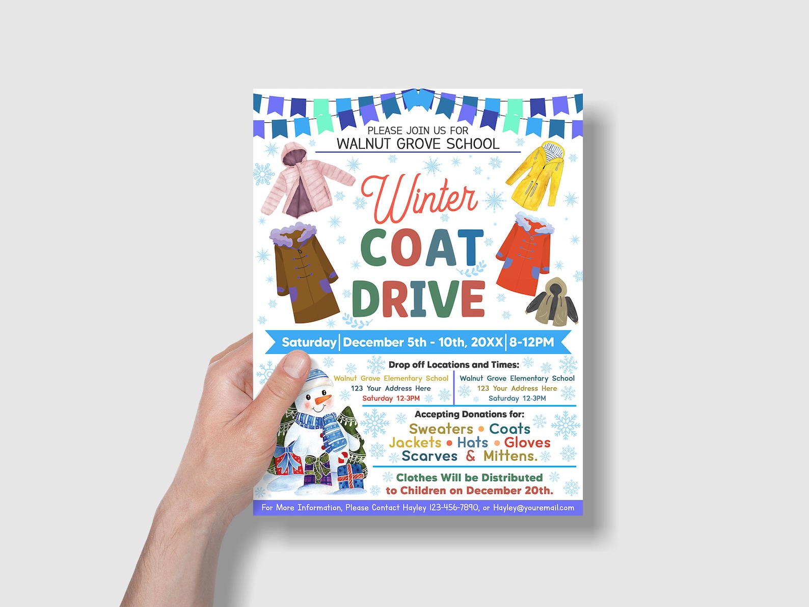 Editable Winter Coat Drive Flyer Template DIY Charity Church - Etsy