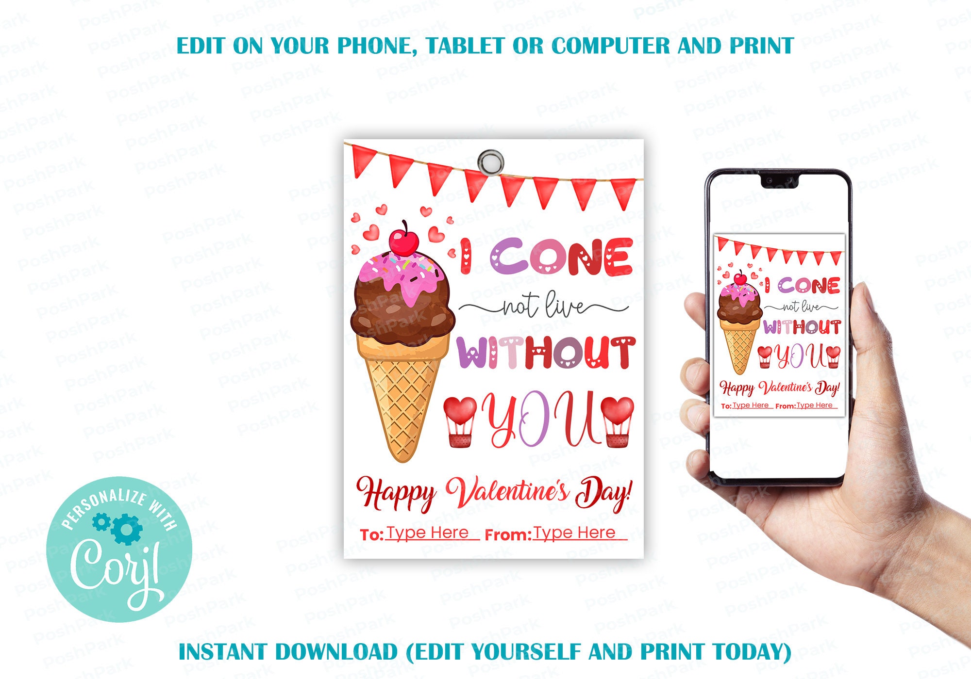 Sweet Valentines Day Favor Gift Tags, Happy Valentines Day, I Cone Not ...