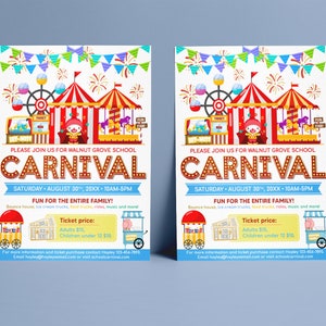 Editable School Carnival Flyer, Circus Party Invitation, School Church ...