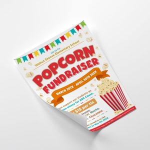 Editable Popcorn Fundraiser Flyer, School Pto Pta Church Fundraiser ...