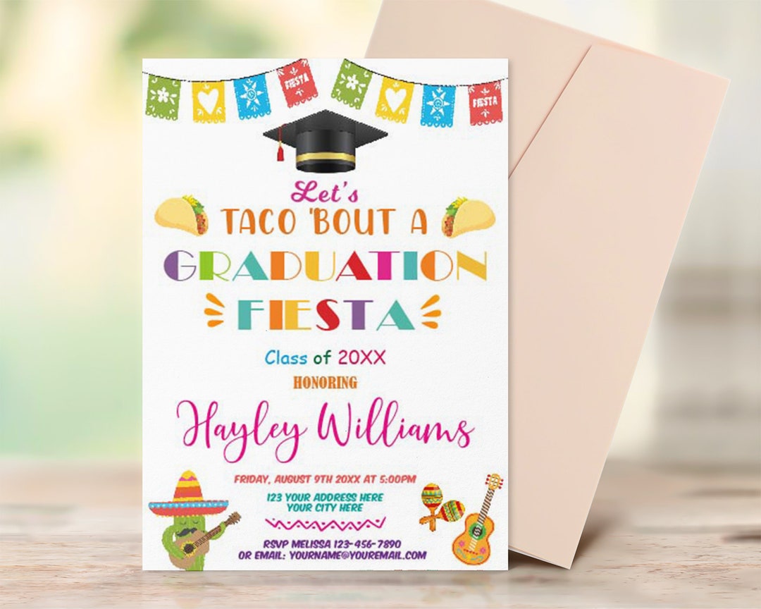 EDITABLE Taco Bout Graduation Invitation Template WHITE, Mexican ...