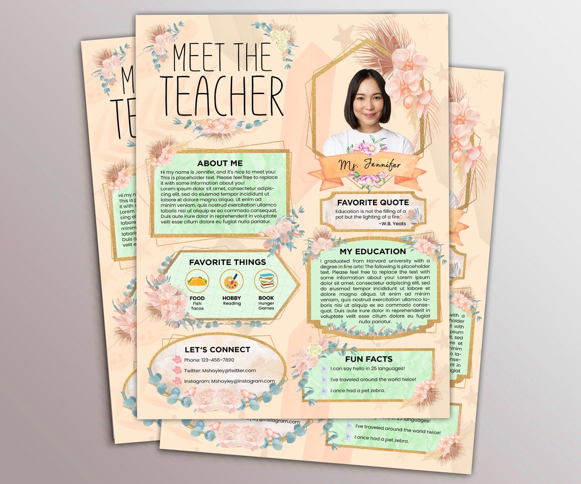 Editable Meet the Teacher Boho Template, Meet the Teacher Editable With ...